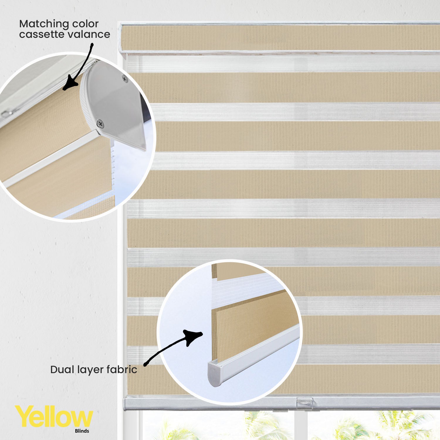Cordless | Zebra Roller Shades | Burton Pearl – Yellow Blinds Co.