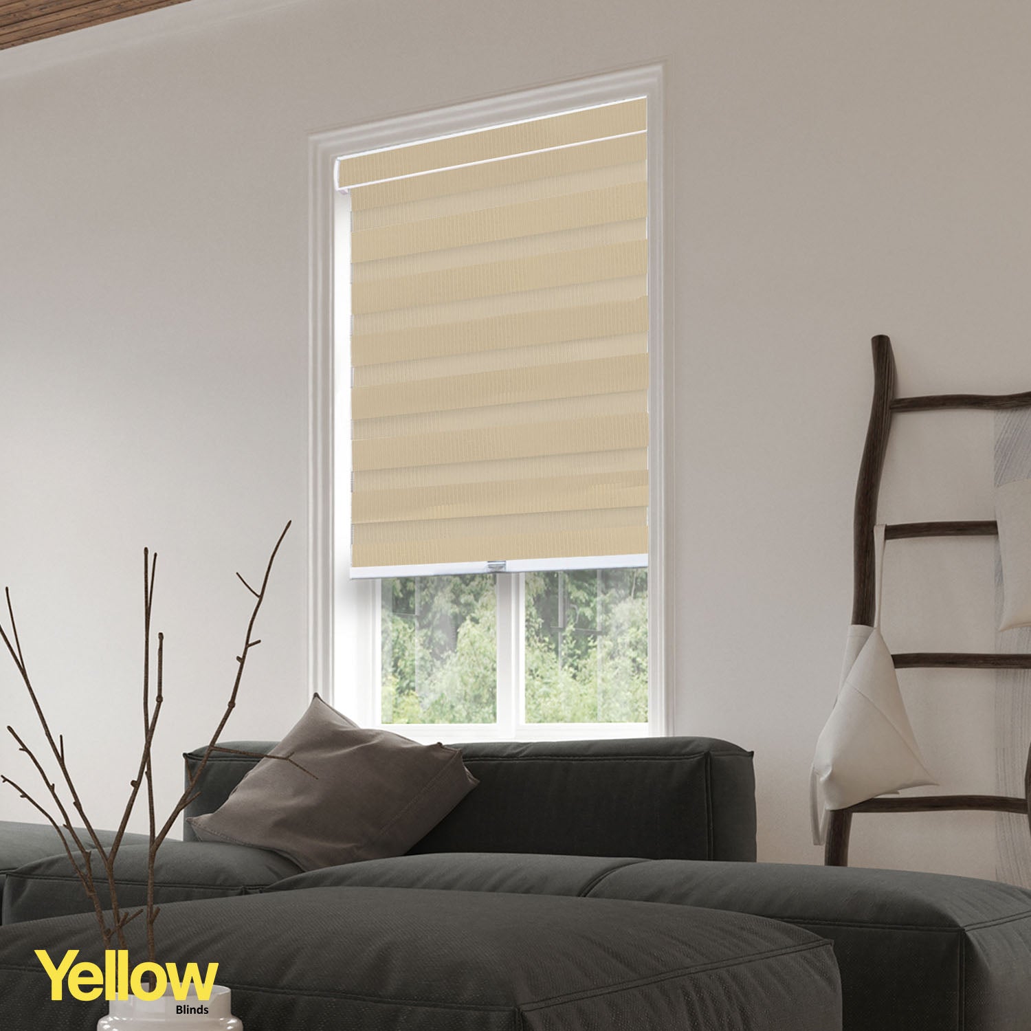 Cordless | Zebra Roller Shades | Burton Pearl – Yellow Blinds Co.