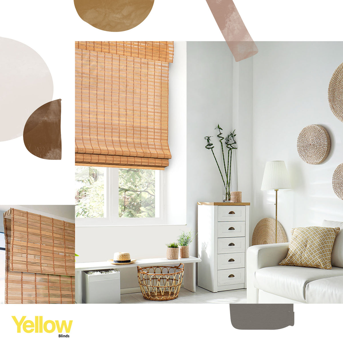 Cordless Bamboo Roman Shades – Yellow Blinds Co.